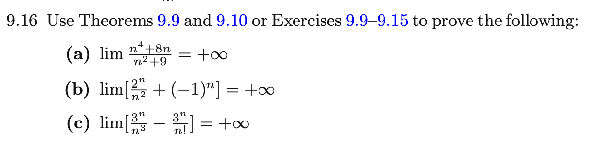 9.16 ﻿Use Theorems 9.9 ﻿and 9.10 ﻿or Exercises | Chegg.com
