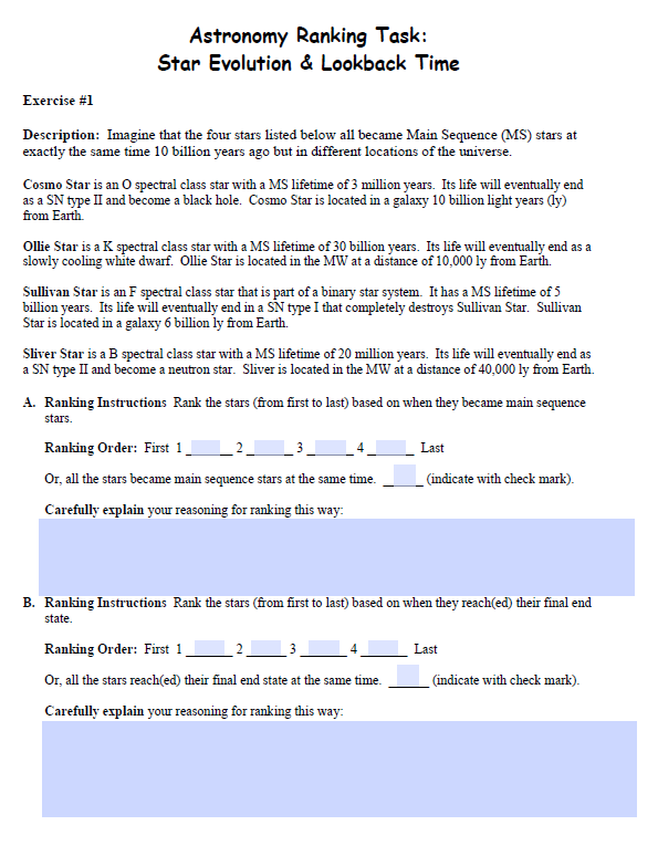 Solved Astronomy Ranking Task: Star Evolution & Lookback | Chegg.com