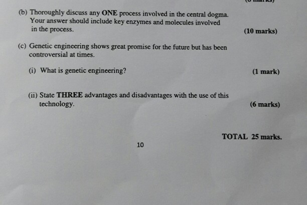 Solved (b) Thoroughly discuss any ONE process involved in | Chegg.com