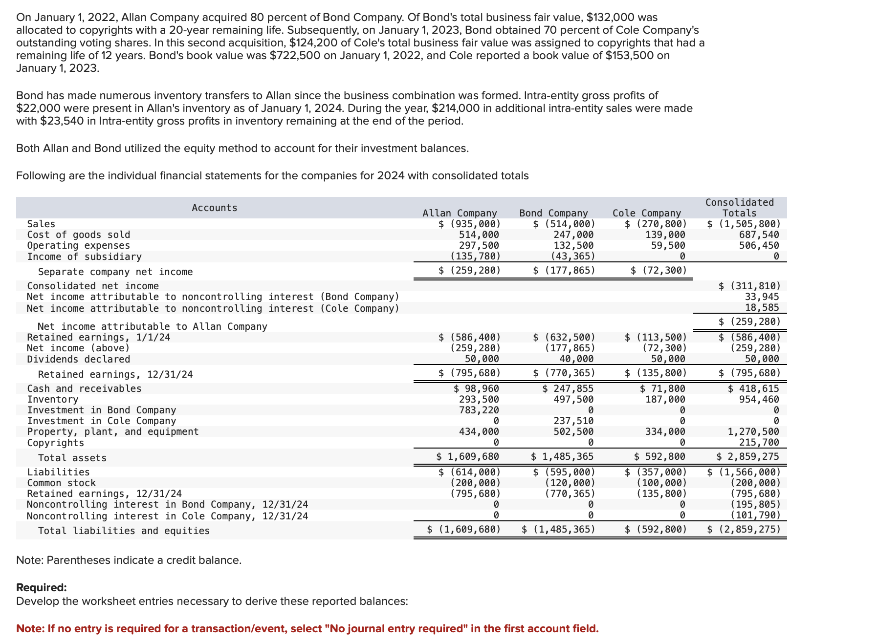 Solved 1) ﻿Prepare Entry *G to recognize the intra-entity | Chegg.com