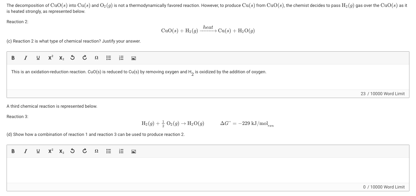 Solved The decomposition of CuO (8) into Cu(s) and O2(g) is | Chegg.com
