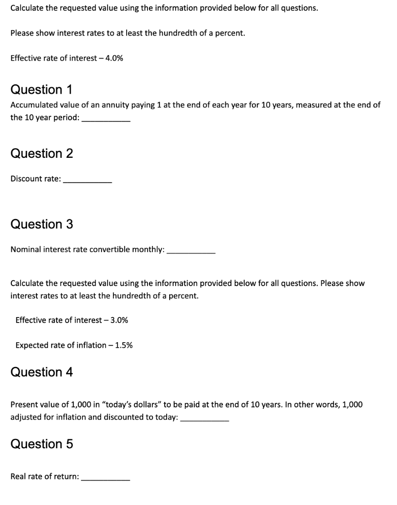Solved Calculate the requested value using the information | Chegg.com