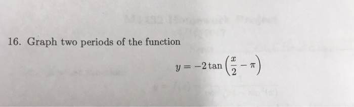 Solved Graph two periods of the function y = -2 tan(x/2 - | Chegg.com