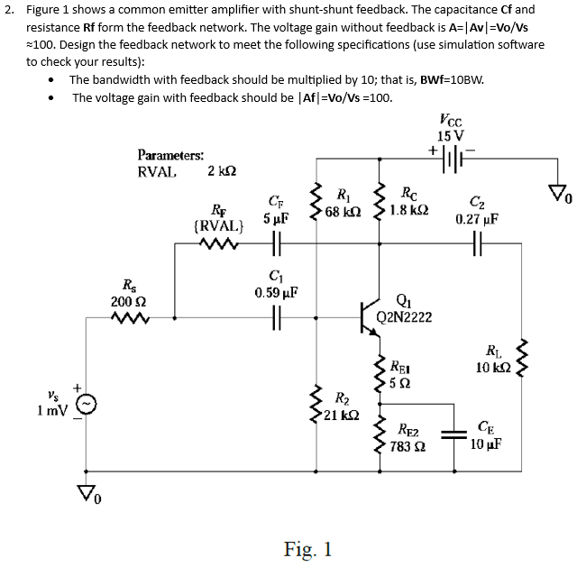 Figure 1 shows a common emitter amplifier with | Chegg.com