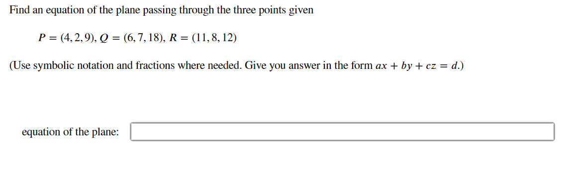 Solved Find an equation of the plane passing through the | Chegg.com