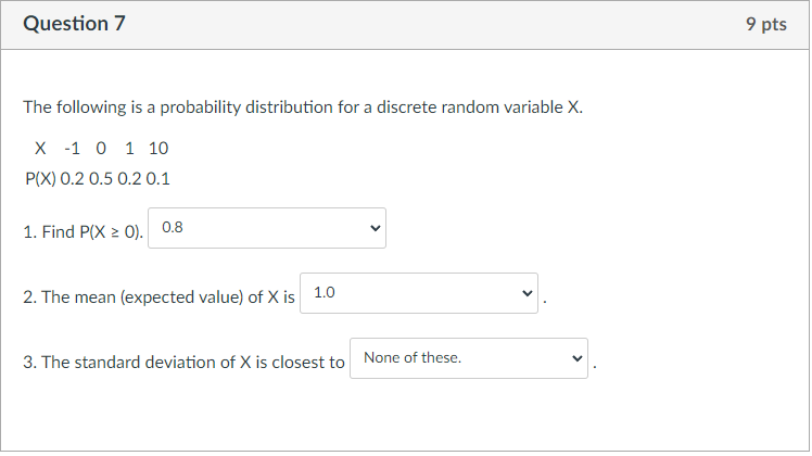 Solved The following is a probability distribution for a | Chegg.com