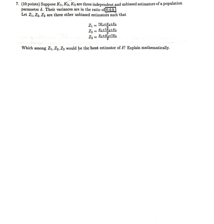 Solved 7. (10 points) Suppose K1,K2,K3 are three independent | Chegg.com
