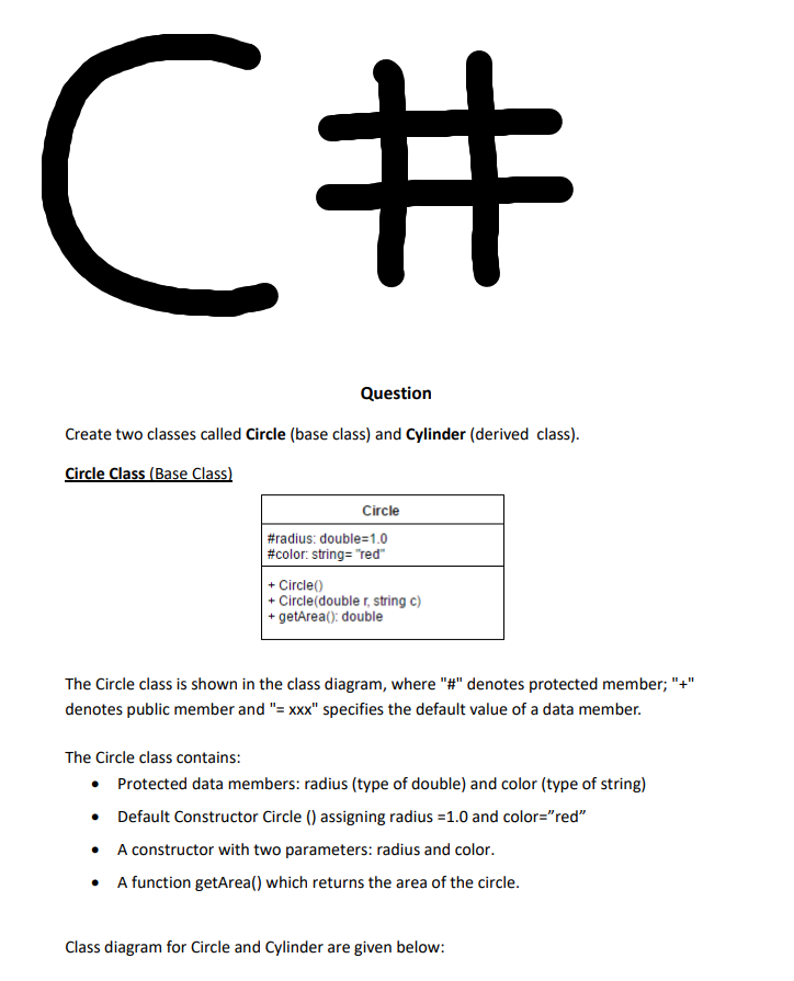 Solved Create Two Classes Called Circle Base Class And