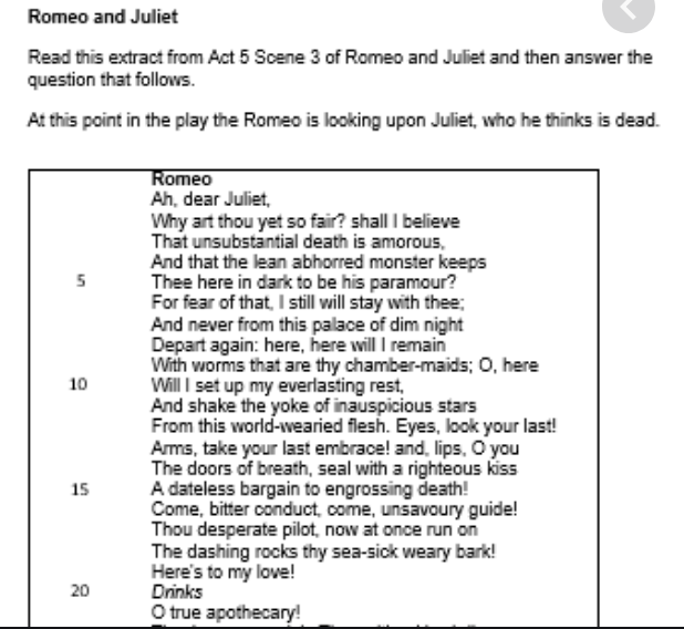 Romeo and Juliet Read this extract from Act 5 Scene 3 | Chegg.com