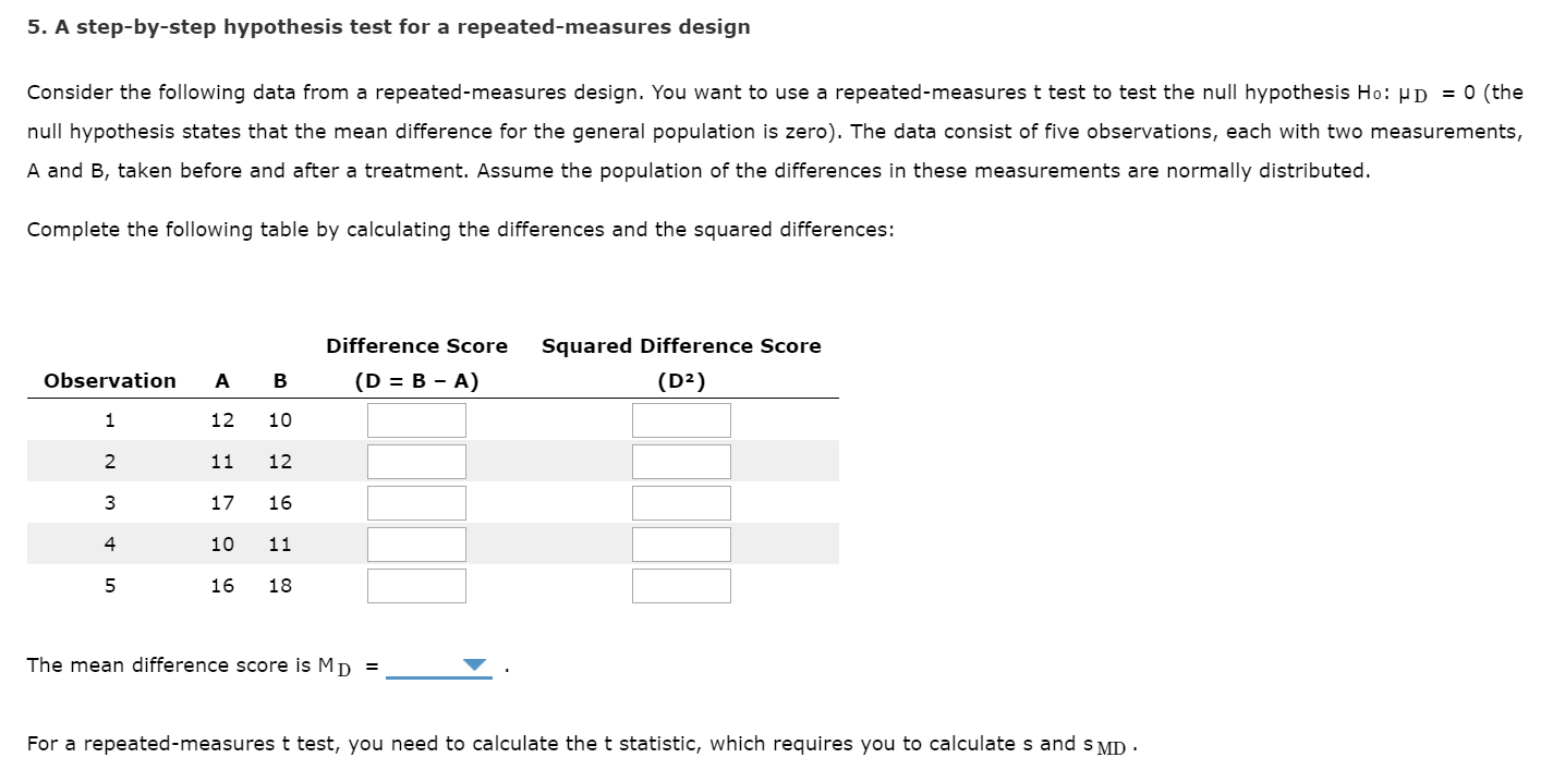 Solved 5. A step-by-step hypothesis test for a | Chegg.com