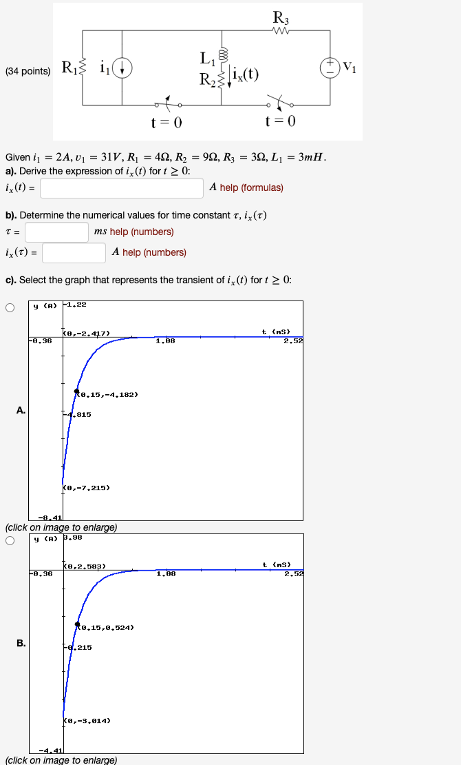 Solved Given i1=2A,v1=31 V,R1=4Ω,R2=9Ω,R3=3Ω,L1=3mH. a). | Chegg.com