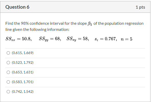 Solved Find the 98% confidence interval for the slope | Chegg.com