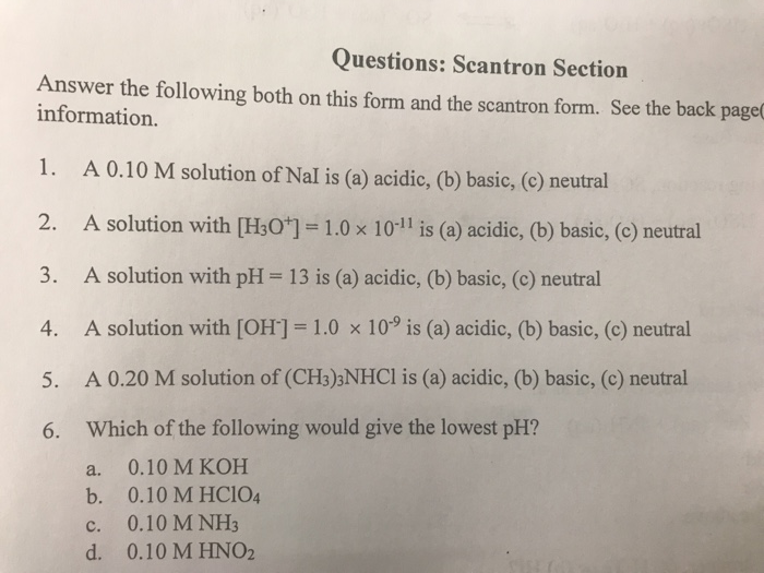 Solved Questions: Scantron Section Answer the following both | Chegg.com