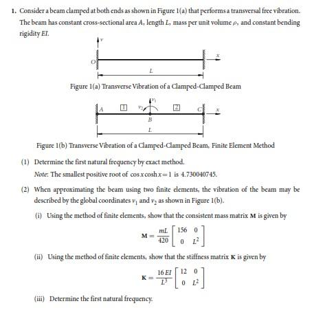 1. Consider a beam clamped at both ends as shown in | Chegg.com
