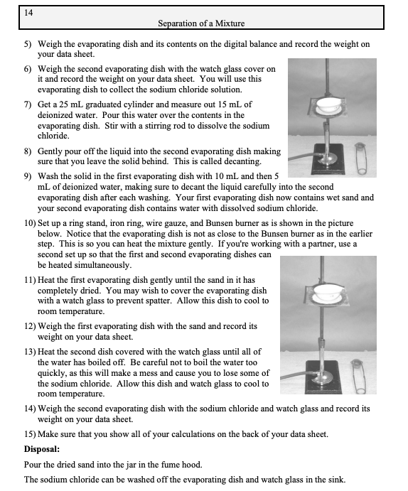 Solved Physical Separation of a Mixture Objectives: 1) To | Chegg.com
