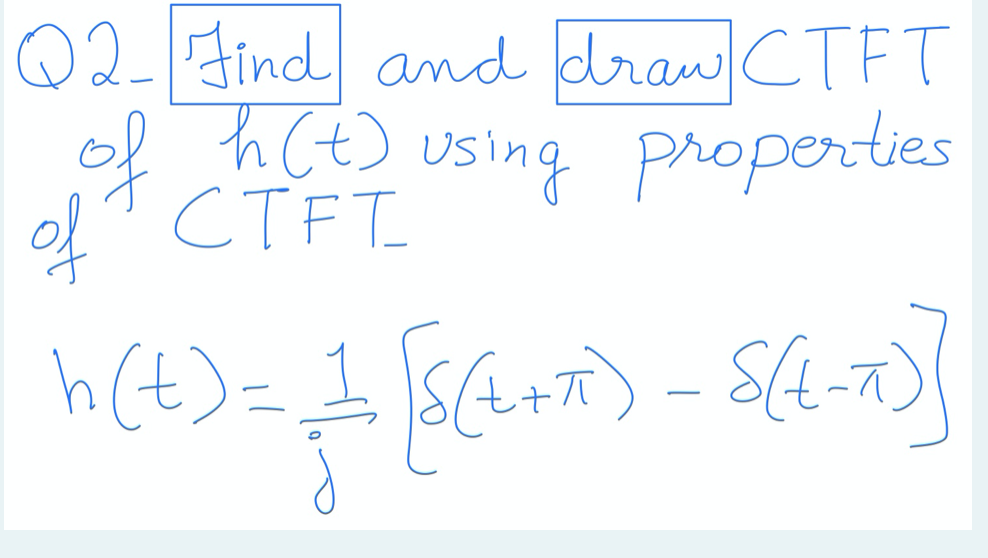 Solved Q2. Find and draw CTFT of h(t) using properties of | Chegg.com