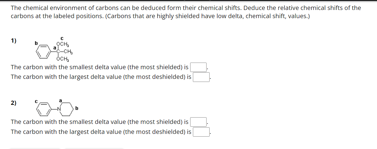 Solved The chemical environment of carbons can be deduced | Chegg.com