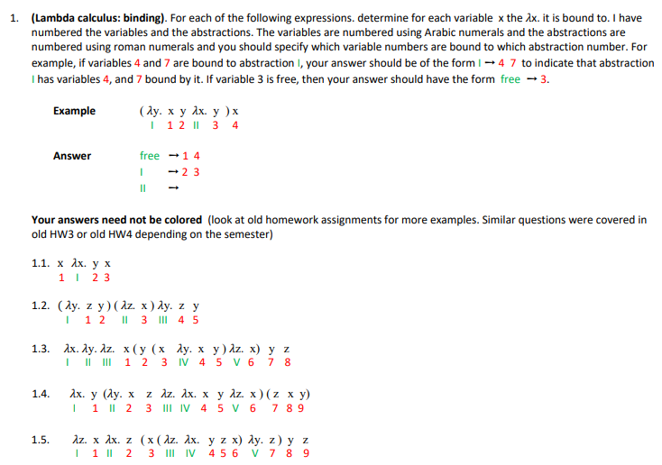 Solved Lambda Calculus Binding For Each Of The Following