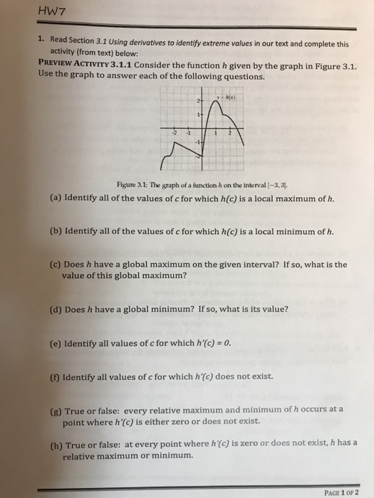 Solved HW7 1. Read Section 3.1 Using derivatives to identify | Chegg.com