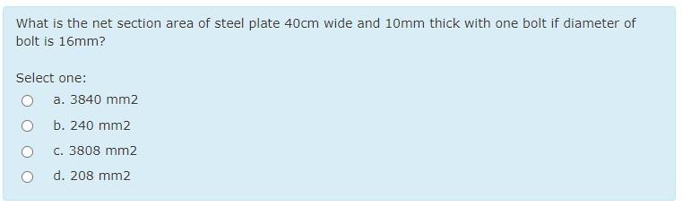 Solved What is the net section area of steel plate 40cm wide | Chegg.com