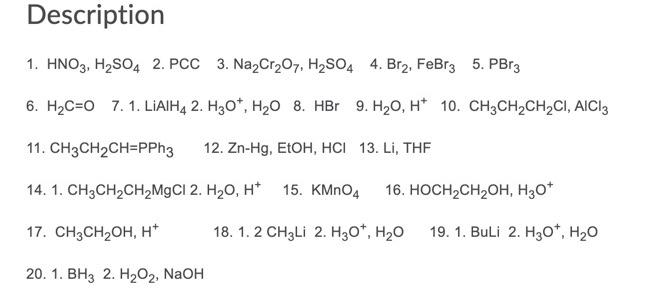 Solved Description 1. HNO3, H2SO4 2. PCC 3. Na2Cr2O7, H2S04 | Chegg.com