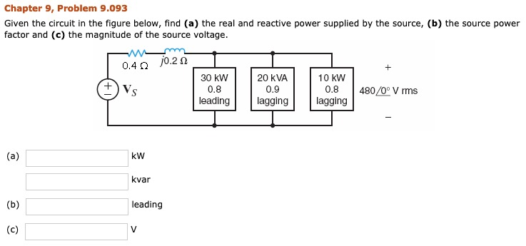 Solved Chapter 9, Problem 9.093 Given the circuit in the | Chegg.com