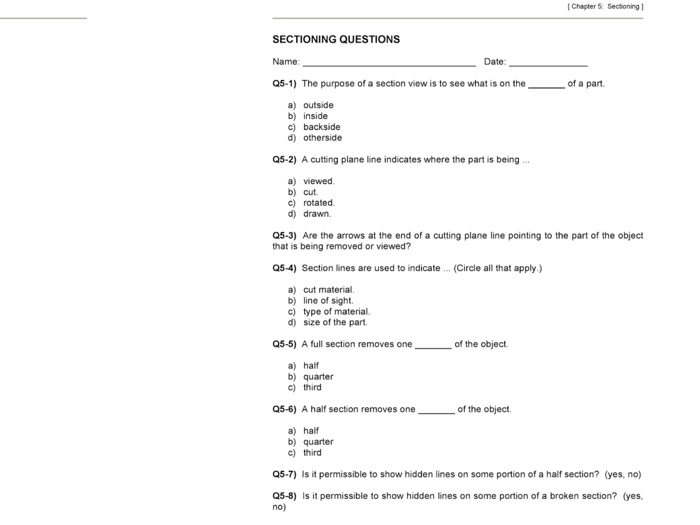 Solved I Chapter Sectioning SECTIONING QUESTIONS Name: Q5-1) | Chegg.com