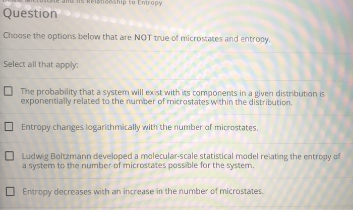 Solved bemie Iocustdte dnd its Relationship to Entropy | Chegg.com