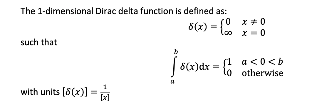 Solved The 1-dimensional Dirac delta function is defined as: | Chegg.com
