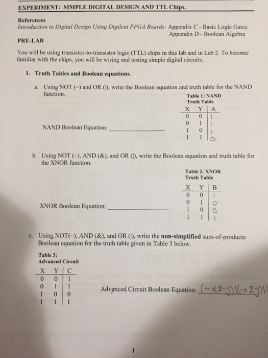 Solved EXPERIMENT: SIMPLE DIGITAL DESIGN AND TTL Chips. | Chegg.com