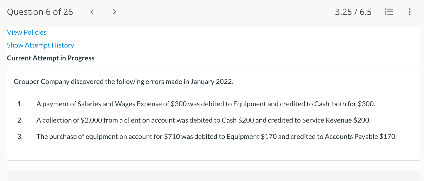 Solved Correct the errors without reversing the incorrect | Chegg.com