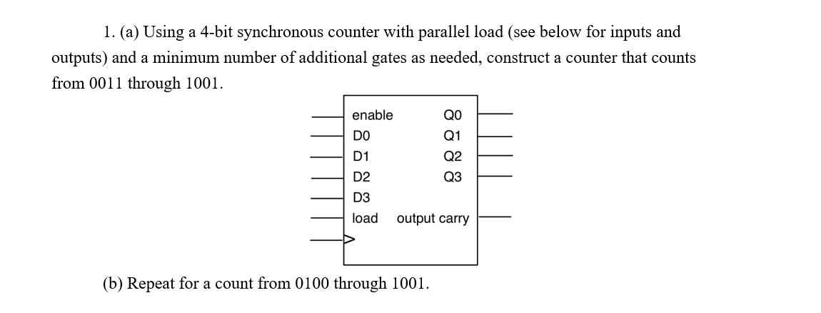 Solved 1. (a) Using a 4-bit synchronous counter with | Chegg.com