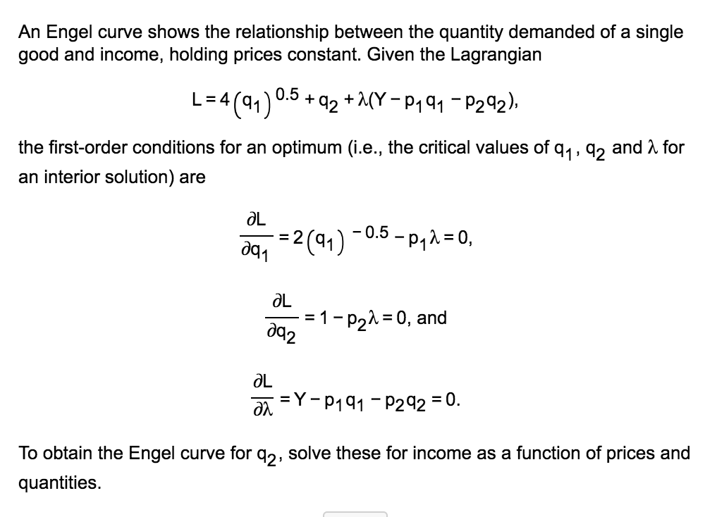 Solved If Sally's utility function is U=4(91)0.5+42 what is | Chegg.com