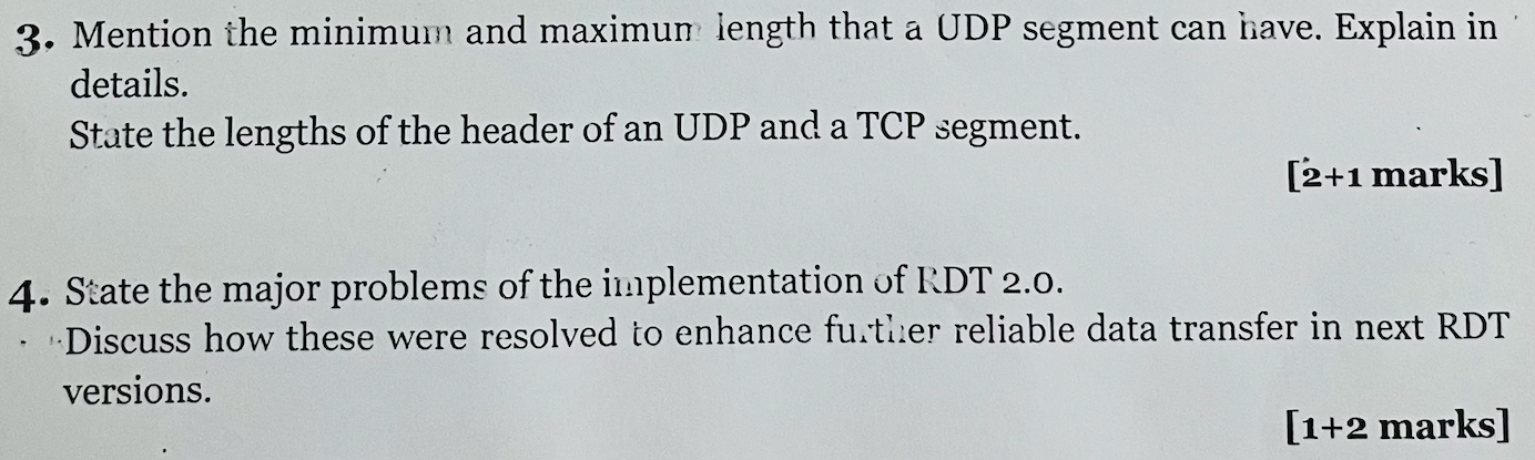 Solved 3. Mention the minimum and maximum length that a UDP | Chegg.com