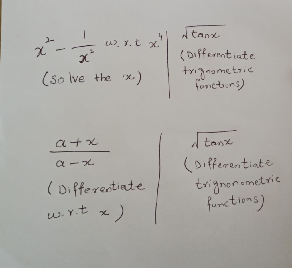 Solved a tanx w.r.tx x x² (solve the x) (Differentiate | Chegg.com