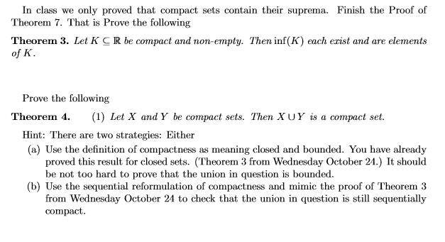 Solved In class we only proved that compact sets contain | Chegg.com