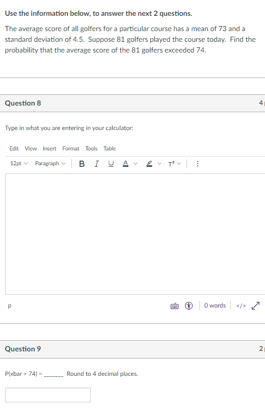 Solved Use the information below, to answer the next 2 | Chegg.com