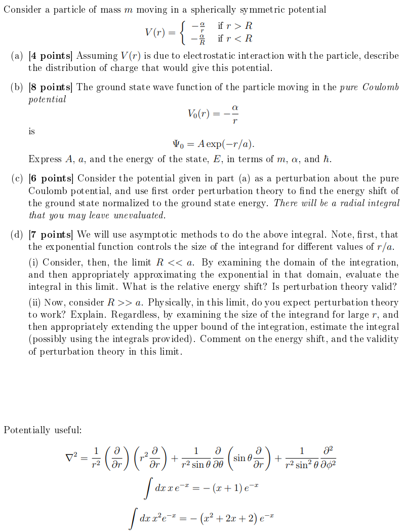 Solved \\[ V(r)=\\left\\{\\begin{array}{ll} | Chegg.com