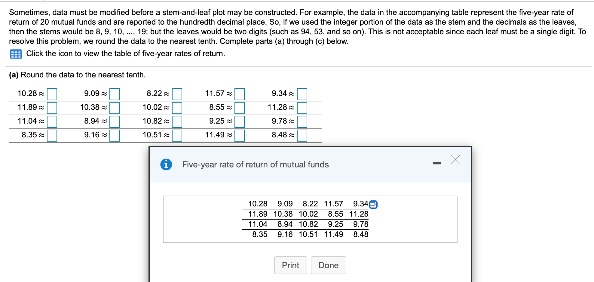 Solved B.) Draw a stem-and-leaf plot of the modified data. | Chegg.com