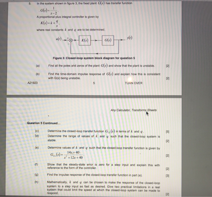 Solved 5. In the system shown in figure 3, the fixed plant | Chegg.com
