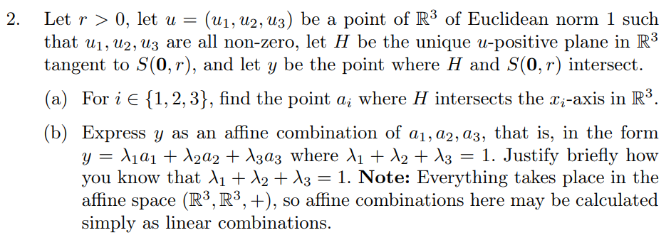 Solved Let r>0, ﻿let u=(u1,u2,u3) ﻿be a point of R3 ﻿of | Chegg.com