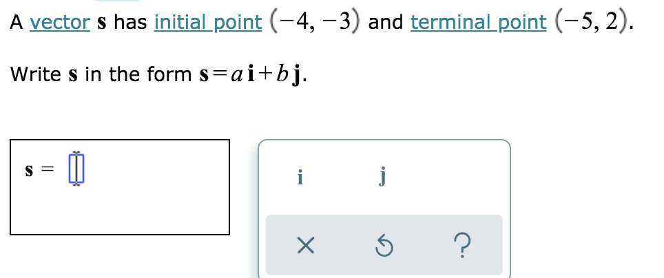 Solved A vector s has initial point (-4, -3) and terminal | Chegg.com