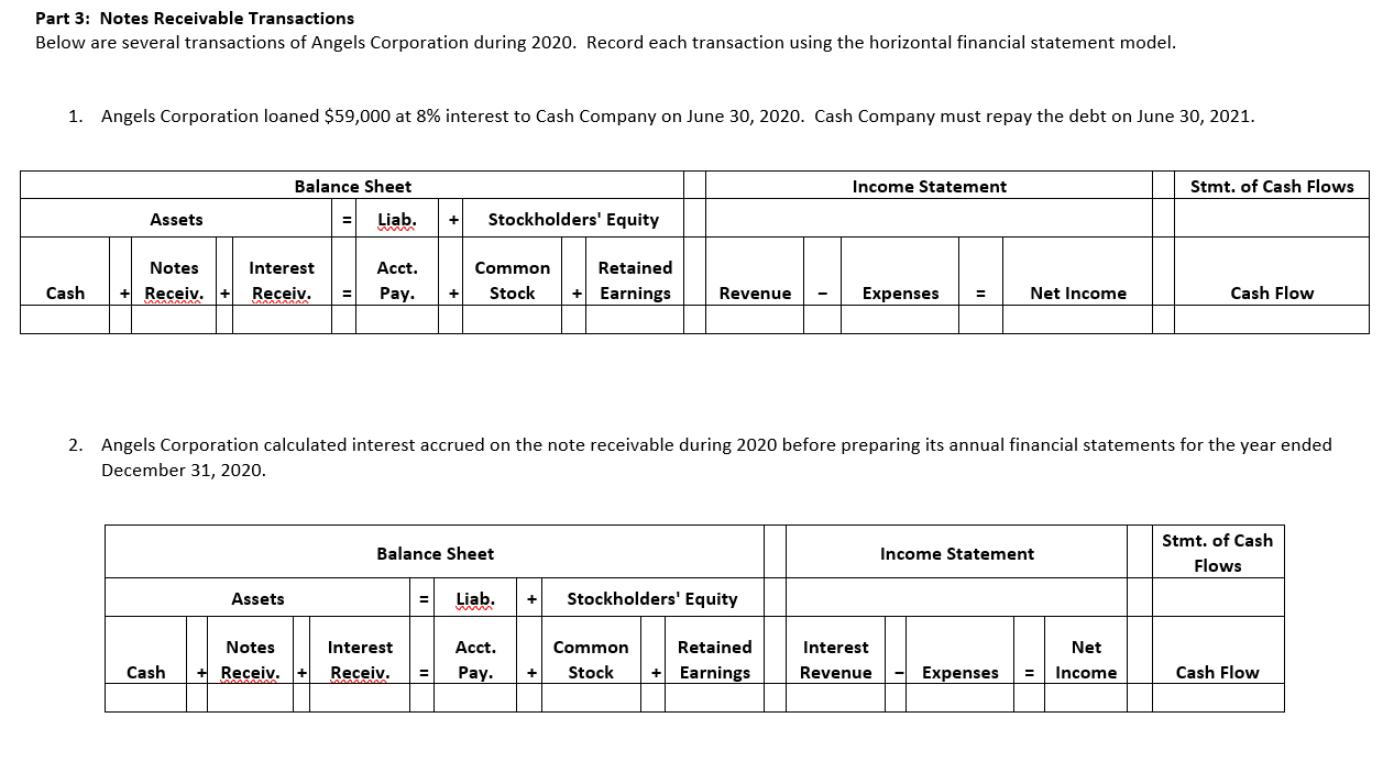 Solved Part 3: Notes Receivable Transactions Below are | Chegg.com
