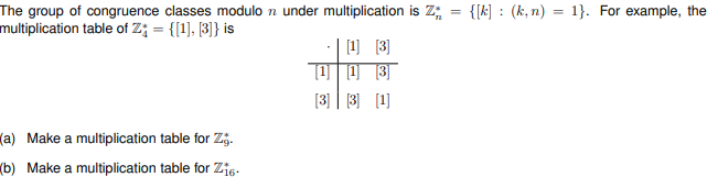 Solved {[k] : (k,n) = 1}. For example, the The group of | Chegg.com
