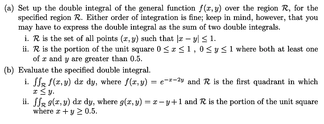 Solved A Set Up The Double Integral Of The General