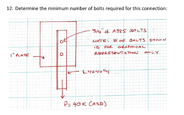 Solved 12. Determine the minimum number of bolts required | Chegg.com