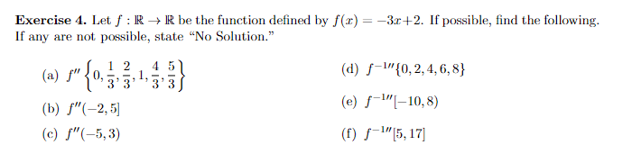 Solved Exercise 4. Let f:R→R be the function defined by | Chegg.com