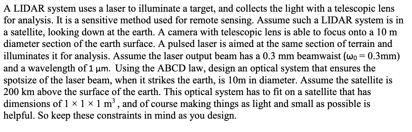 A LIDAR system uses a laser to illuminate a target, | Chegg.com