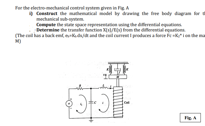 Solved For the electro-mechanical control system given in | Chegg.com