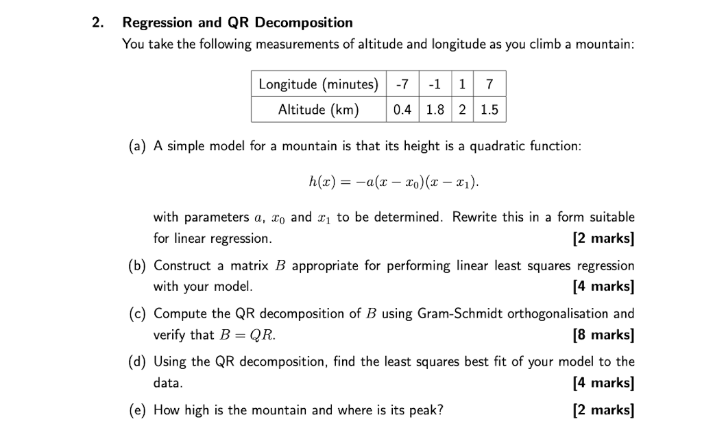 Regression and QR Decomposition You take the | Chegg.com